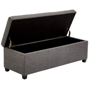 FIRST HILL FHW Storage Ottoman Bench Avalon Linen Rectangular, Large, Slate Grey