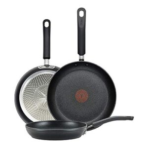 t-fal experience nonstick 3 piece fry pan set 8, 10.25, 12 inch induction cookware, pots and pans, dishwasher safe black