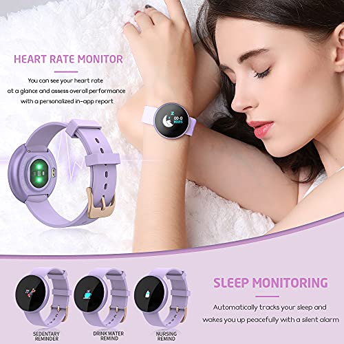 Women's Smart Watch, Fitness Tracker Smart Watch for Women, Color Touch Screen, Fitness Sleep Monitor Waterproof Call Reminder with Text GPS Auto Wake Screen Smartwatches for iPhone Android