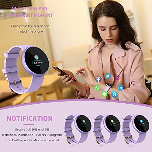 Women's Smart Watch, Fitness Tracker Smart Watch for Women, Color Touch Screen, Fitness Sleep Monitor Waterproof Call Reminder with Text GPS Auto Wake Screen Smartwatches for iPhone Android