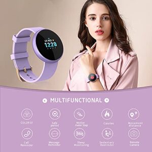 Women's Smart Watch, Fitness Tracker Smart Watch for Women, Color Touch Screen, Fitness Sleep Monitor Waterproof Call Reminder with Text GPS Auto Wake Screen Smartwatches for iPhone Android