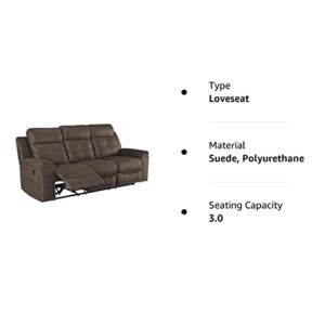 Signature Design by Ashley Jesolo Modern Faux Leather Manual Pull Tab Double Reclining Sofa, Dark Brown