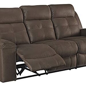 Signature Design by Ashley Jesolo Modern Faux Leather Manual Pull Tab Double Reclining Sofa, Dark Brown