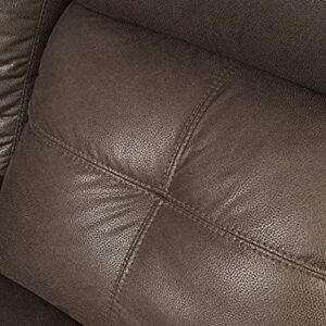 Signature Design by Ashley Jesolo Modern Faux Leather Manual Pull Tab Double Reclining Sofa, Dark Brown