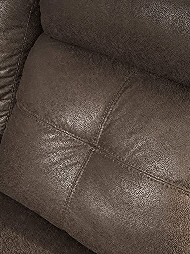 Signature Design by Ashley Jesolo Modern Faux Leather Manual Pull Tab Double Reclining Sofa, Dark Brown