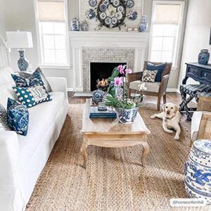 hauteloom herndon sea grass jute rug - natural fiber sisal area rug - natural farmhouse look carpet - rattan wicker look carpet - brown - 6' x 9'