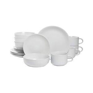 10 strawberry street wazee matte coupe dinnerware pack of 16, white