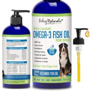 wild caught fish oil for dogs - 32oz - omega 3-6-9, gmo-free - reduces shedding, supports skin, coat, joints, heart, brain, immune system - highest epa & dha potency - only ingredient is fish