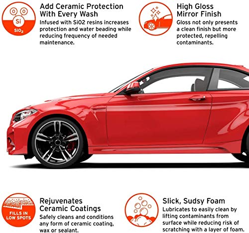 Ceramic Car Shampoo - Car Soap Foam Car Wash - Adds Hydrophobic Protection With Every Wash | Maintains Ceramic Coatings, Waxes Or Sealants | Fortified With Sio2 Ingredients For Incredible Shine