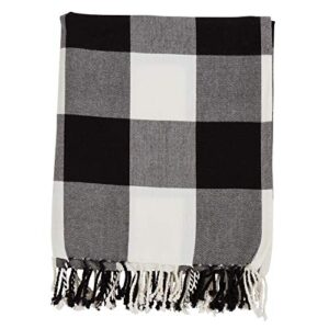 saro lifestyle sevan collection cotton throw with buffalo plaid design, black