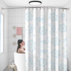 Curved Shower Curtain Rod, TENOVEL Round 48-72 Inches Shower Rods for Bathroom Adjustable, Rounded Bowed Stainless Steel Shower Rods Customized for for Bathtub, Stall, Brushed Nickel, Need to Drill