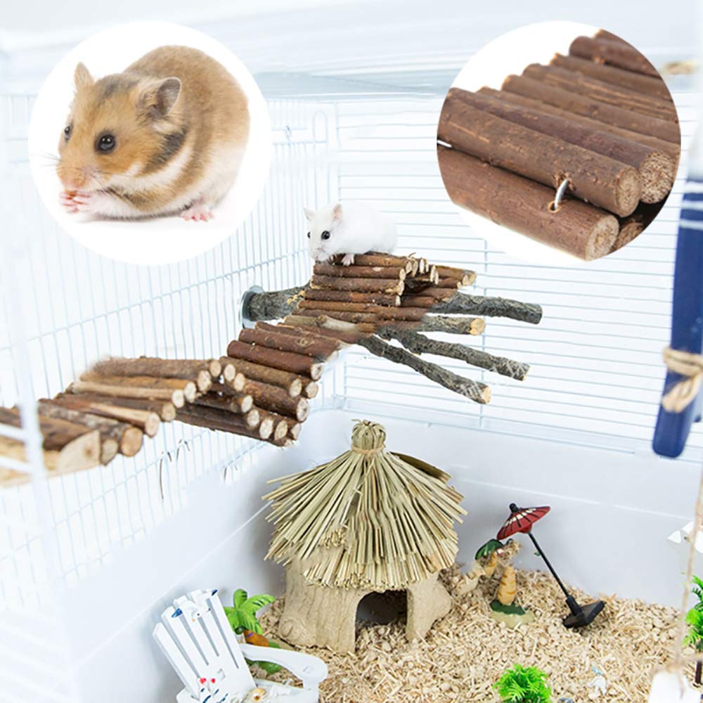 PINVNBY PIVBY Wooden Hamster Bridge,Rat Chew Toys for Chinchillas Guinea Pigs Hamster Mouse Rat, Rodents Ladder Toy for Small Animal (2Pack)