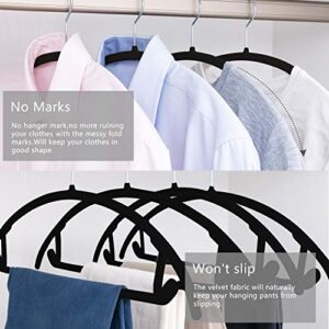 MIZGI Premium Velvet Hangers (Pack of 50) Heavyduty- Non Slip No Shoulder Bump Suit Hangers - Chrome Hooks,Space Saving Clothes Hangers,Rounded Hangers for Coat,Sweater,Jackets,Pants