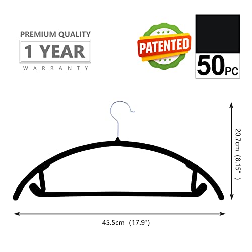 MIZGI Premium Velvet Hangers (Pack of 50) Heavyduty- Non Slip No Shoulder Bump Suit Hangers - Chrome Hooks,Space Saving Clothes Hangers,Rounded Hangers for Coat,Sweater,Jackets,Pants