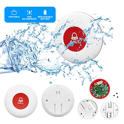 CallToU Wireless Caregiver Pager Elderly Alert Call Button for Seniors Patient Call Bell Intercom System 3 Plugin Receivers 3 Waterproof Transmitters