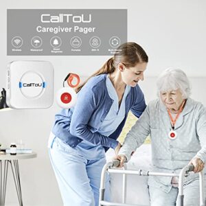 CallToU Wireless Caregiver Pager Elderly Alert Call Button for Seniors Patient Call Bell Intercom System 3 Plugin Receivers 3 Waterproof Transmitters