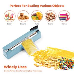 Fuxury 16 Inch Impulse Bag Sealer, Heat Sealer Machine Closer for Cookies, Manual Hot Sealing Machine for Poly Bag & Shrink Wrap with 2 Free Repair Kit (Blue)