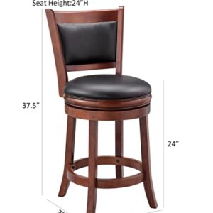 Ball & Cast Swivel Counter Height Barstool 24 Inch Seat Height Cherry Set of 1