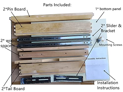 29'' Width Cabinet Roll Out Tray Wood Pull Out Tray Drawer Box Kitchen Cabinet Organizer, Cabinet Slide Out Shelves, Include Side Mount Drawer Tracks Glides Wood Spacers -DIY (Fit RTA Face Frame B33)