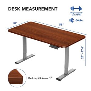 FLEXISPOT EN1 Height Adjustable Standing Desk 55 x 28 inches Whole-Piece Desk Board Memory Controller Computer Laptop Home Office Stand Up Desk(Gray Frame + 55" Mahogany Top)