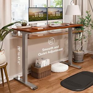 FLEXISPOT EN1 Height Adjustable Standing Desk 55 x 28 inches Whole-Piece Desk Board Memory Controller Computer Laptop Home Office Stand Up Desk(Gray Frame + 55" Mahogany Top)