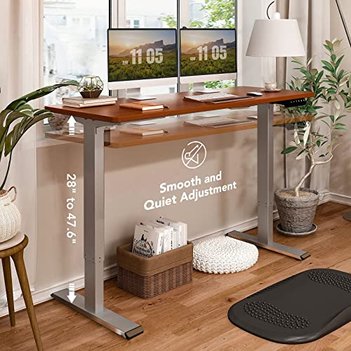 FLEXISPOT EN1 Height Adjustable Standing Desk 55 x 28 inches Whole-Piece Desk Board Memory Controller Computer Laptop Home Office Stand Up Desk(Gray Frame + 55" Mahogany Top)