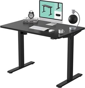 flexispot standing desk 48 x 30 inches height adjustable electric sit stand home office desks whole piece desk board (black frame + black top,2 packages)