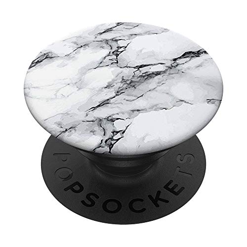 Marbled Design White And Black PopSockets PopGrip: Swappable Grip for Phones & Tablets