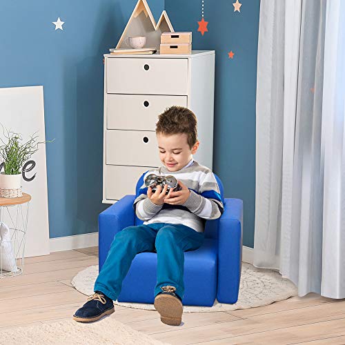 Qaba 2-in-1 Multifunctional Kids Sofa Convertible Table and Chair Set for 3 Years Old Boys Girls, Blue