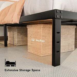 Homdock Queen Size Bed Frame- 14 Inch Metal Platform/Sturdy Strong Steel Structure 3500 lbs Heavy Duty/Noise Free/None Slip Mattress Foundation/No Box Spring Needed/Black Finish, Queen