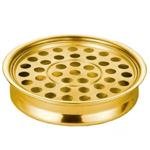 polished steel communion tray - brass tone