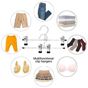 Pants Hangers with Clips - Skirt Hangers 24 Pack Clip Hangers for Pants Jeans Shorts Hangers Adjustable Metal Hangers for Heavy Duty