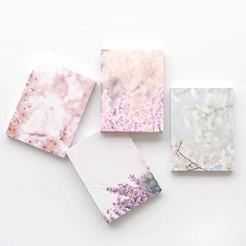 Monolike Memopad Spring Photo design SET - 4 Packs, 4 Different Designs, 100 Sheets Per Pad, Total 400 Sheets, Note pads, Writing pads, 3.15 x 4.17 Inches