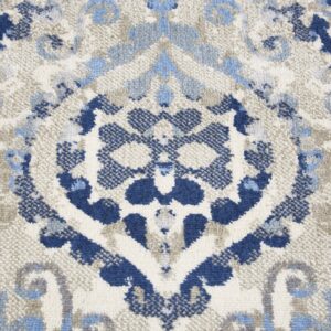 Home Dynamix Melrose Audrey Area Rug, 2x7 Runner, Ivory/Blue