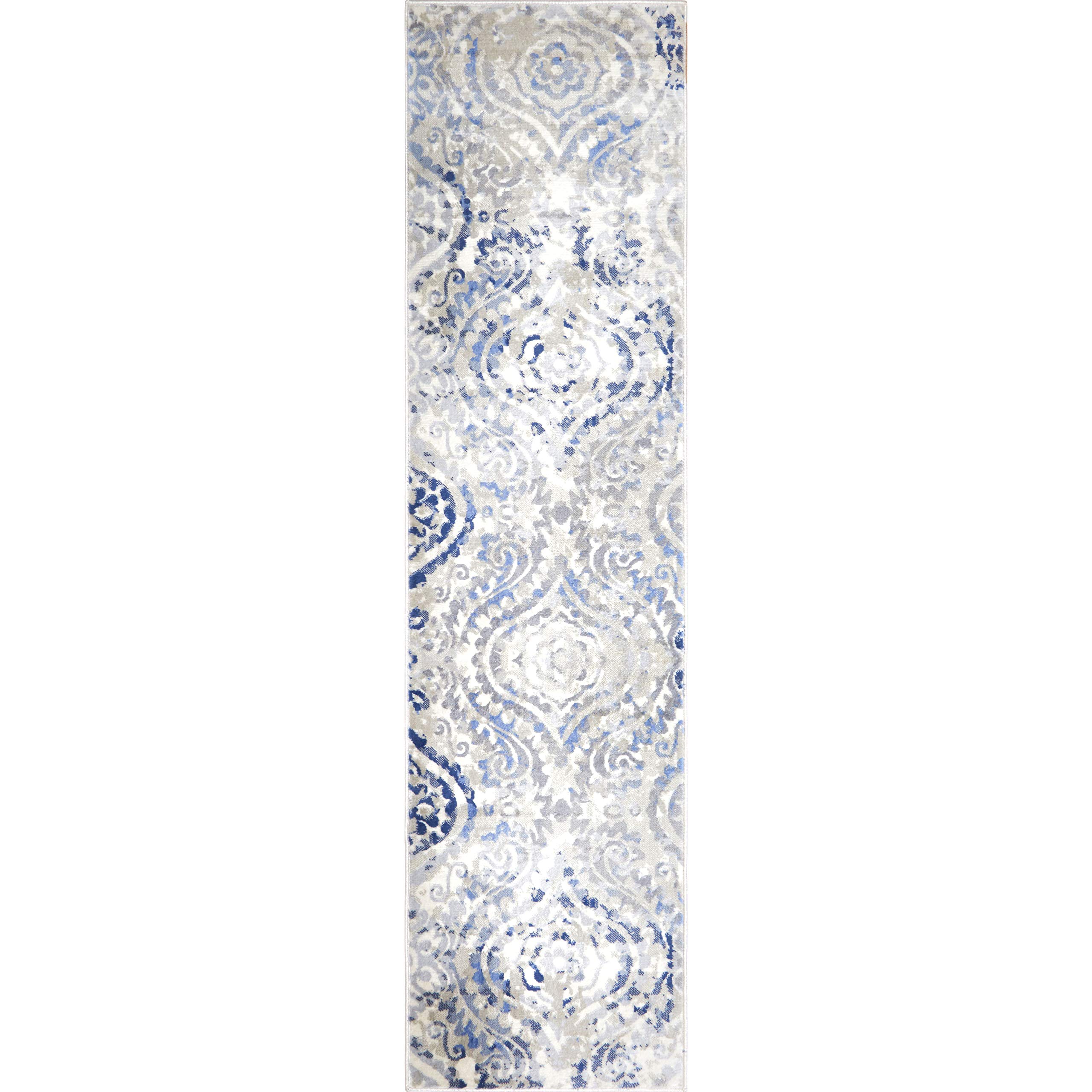 Home Dynamix Melrose Audrey Area Rug, 2x7 Runner, Ivory/Blue