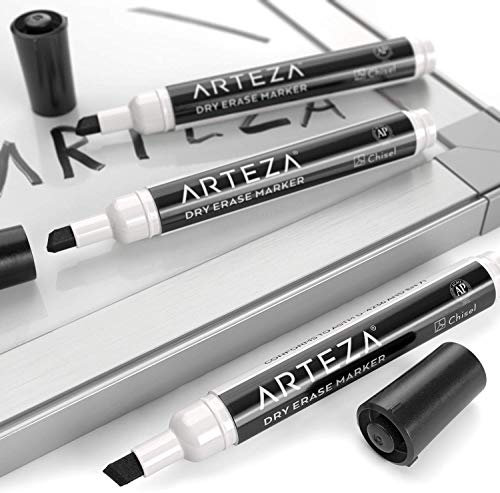 ARTEZA Black Dry Erase Markers, Bulk Pack of 52 Whiteboard Markers, Chisel Tip, Low-Odor Ink, Long-Lasting & Easy-to-Erase, Ideal for School, Office, Homeschooling and Teachers