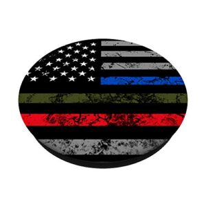 Thin Red Green Blue Line Pop Socket USA Flag Christmas Gift PopSockets PopGrip: Swappable Grip for Phones & Tablets