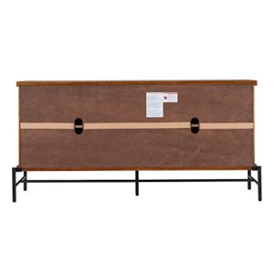 Furniture HotSpot Sideboard Buffet with Glass Doors - Credenza Storage Cabinet - Metal & Wood Construction