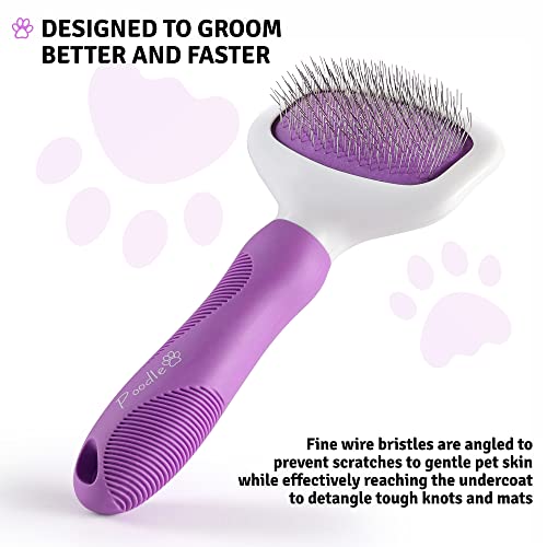 Poodle Pet Slicker Brush for Small and Large Dogs Pet Hair Remover | Effectively and Effortlessly Removes Tangles, Mats, and Loose Hair | for Short or Long Hair(Grooming Brush)