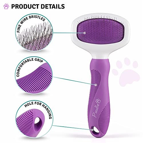 Poodle Pet Slicker Brush for Small and Large Dogs Pet Hair Remover | Effectively and Effortlessly Removes Tangles, Mats, and Loose Hair | for Short or Long Hair(Grooming Brush)