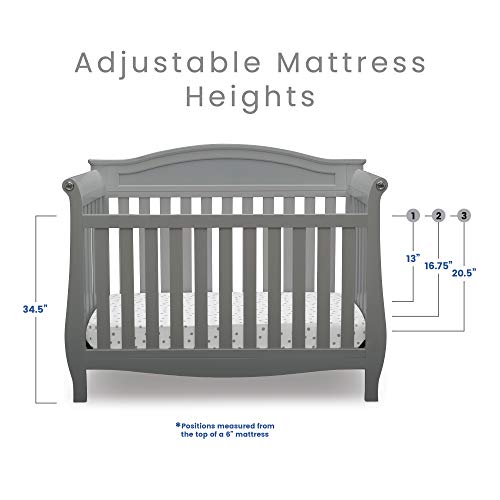 Delta Children Lancaster 4-in-1 Convertible Baby Crib, Grey