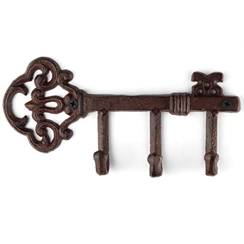 LULIND - Wall Mounted Rustic Key Holder (Vintage Cast Iron) (Rustic Brown)