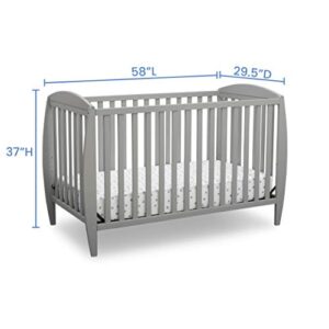 Delta Children Twinkle 4-in-1 Convertible Baby Crib, Easy to Assemble, Sustainable New Zealand Wood, Grey