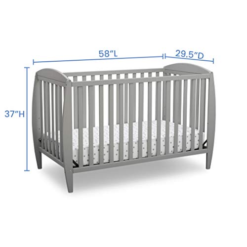 Delta Children Twinkle 4-in-1 Convertible Baby Crib, Easy to Assemble, Sustainable New Zealand Wood, Grey