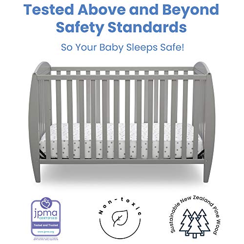 Delta Children Twinkle 4-in-1 Convertible Baby Crib, Easy to Assemble, Sustainable New Zealand Wood, Grey