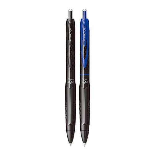 uni-ball 307 Gel Pens, Medium Point, Blue and Black, Box of 12 (2067519)