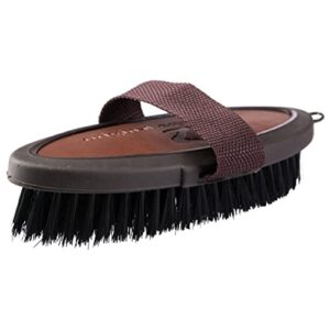 horze maddox pu leather body brush - dark brown - one size