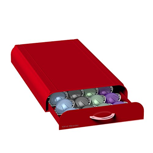 Mind Reader CAPS36-RED 50 Nespresso Capsule, 24 Capacity Vertuoline Coffee Pod Storage Drawer Organizer, One Size, Red 2