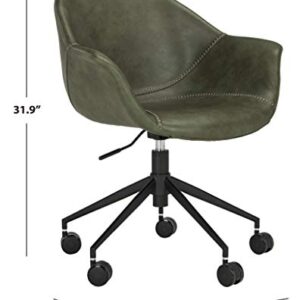 Safavieh Home Ember Green Faux Leather and Black Office Chair