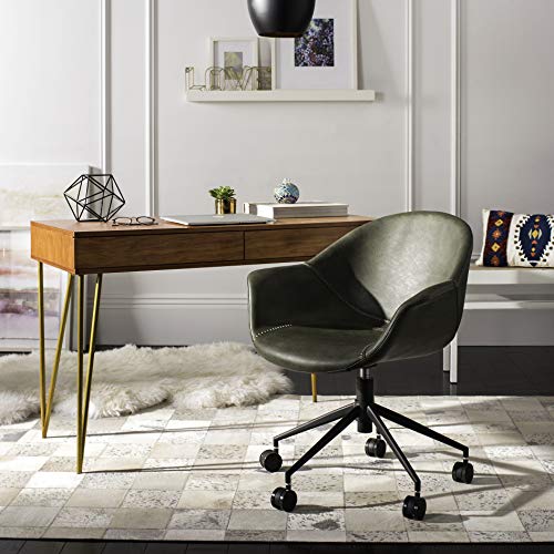 Safavieh Home Ember Green Faux Leather and Black Office Chair